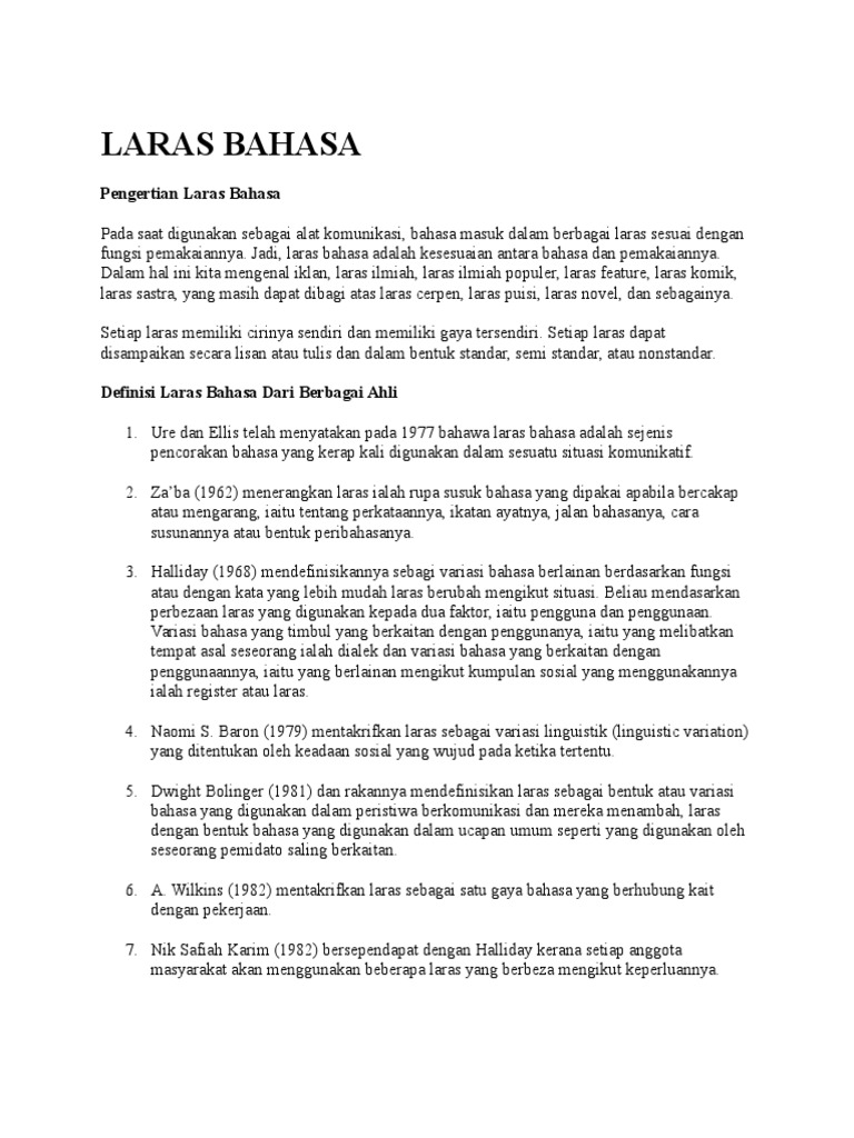 Laras Bahasa | PDF | Seni & Disiplin Bahasa