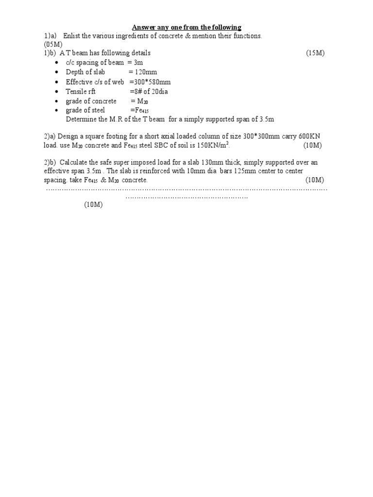 Concrete Technolgy and RCC - Doc 3rd Internal | PDF | Science & Mathematics | Technology ...