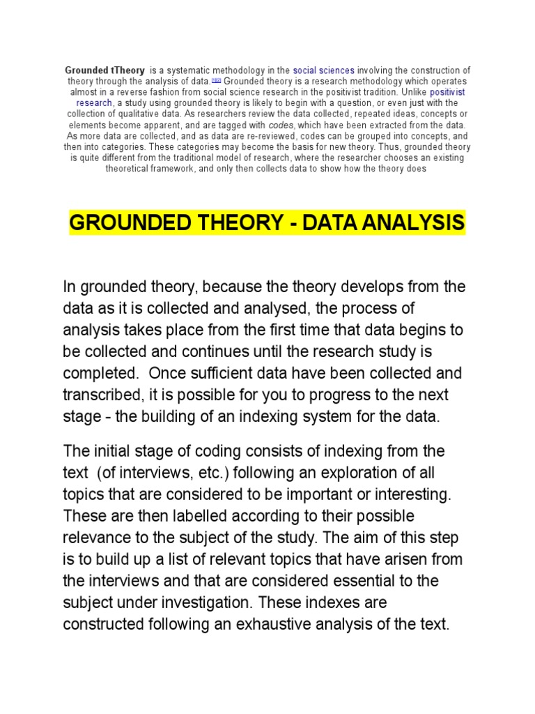Grounded Theory - Data Analysis: Social Sciences Positivist Research | PDF