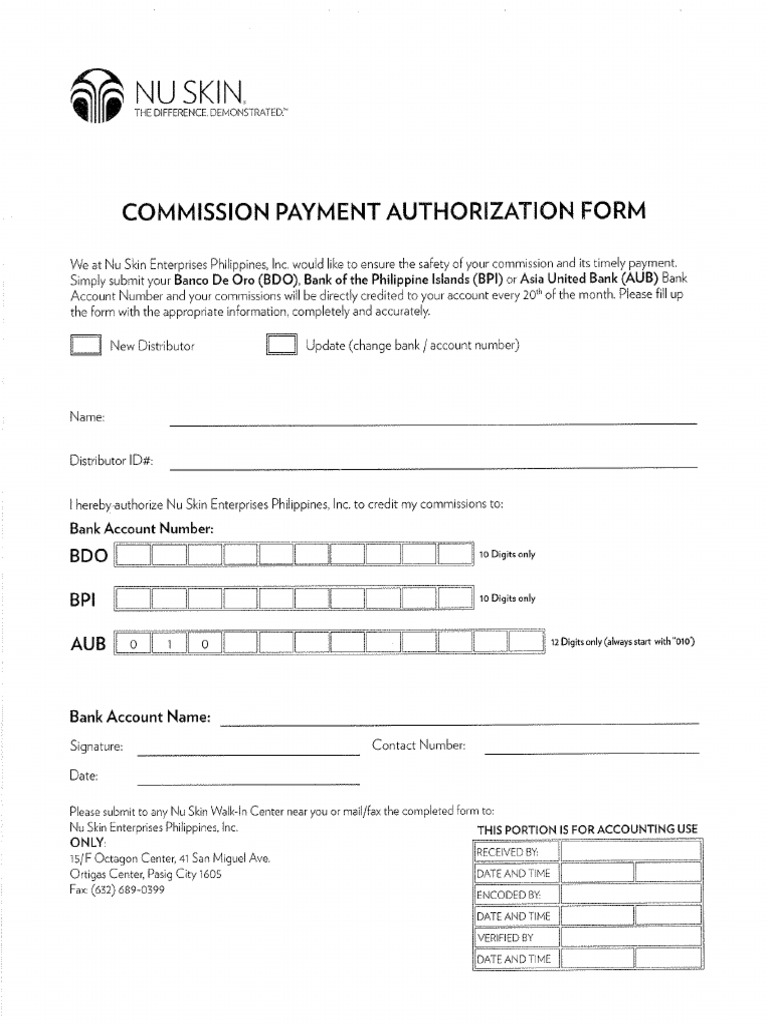Commission Payment Authorization Form PDF | PDF