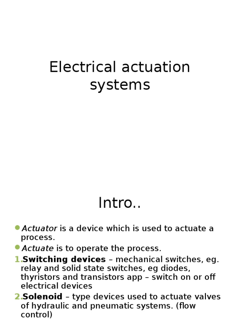 Overview of Electrical Actuation Systems | PDF | Electric Motor | Field ...
