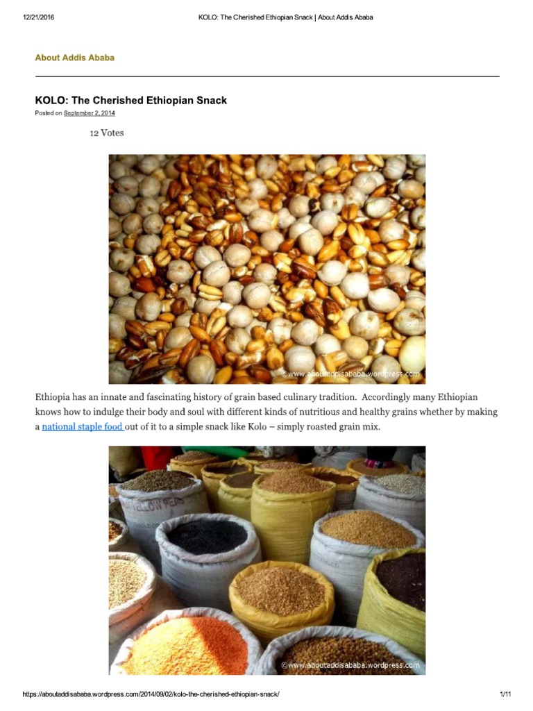 KOLO - The Cherished Ethiopian Snack - About Addis Ababa | PDF