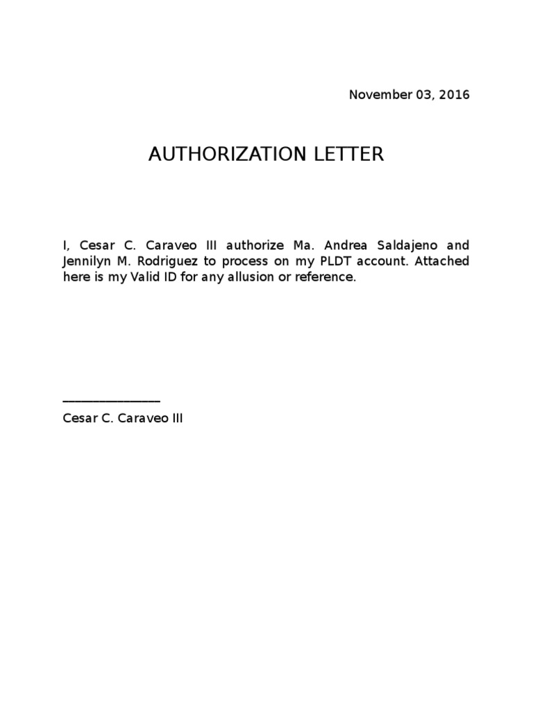 Authorization Letter | PDF