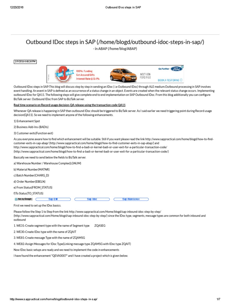 Outbound IDoc Steps in SAP | PDF | Subroutine | Information Technology