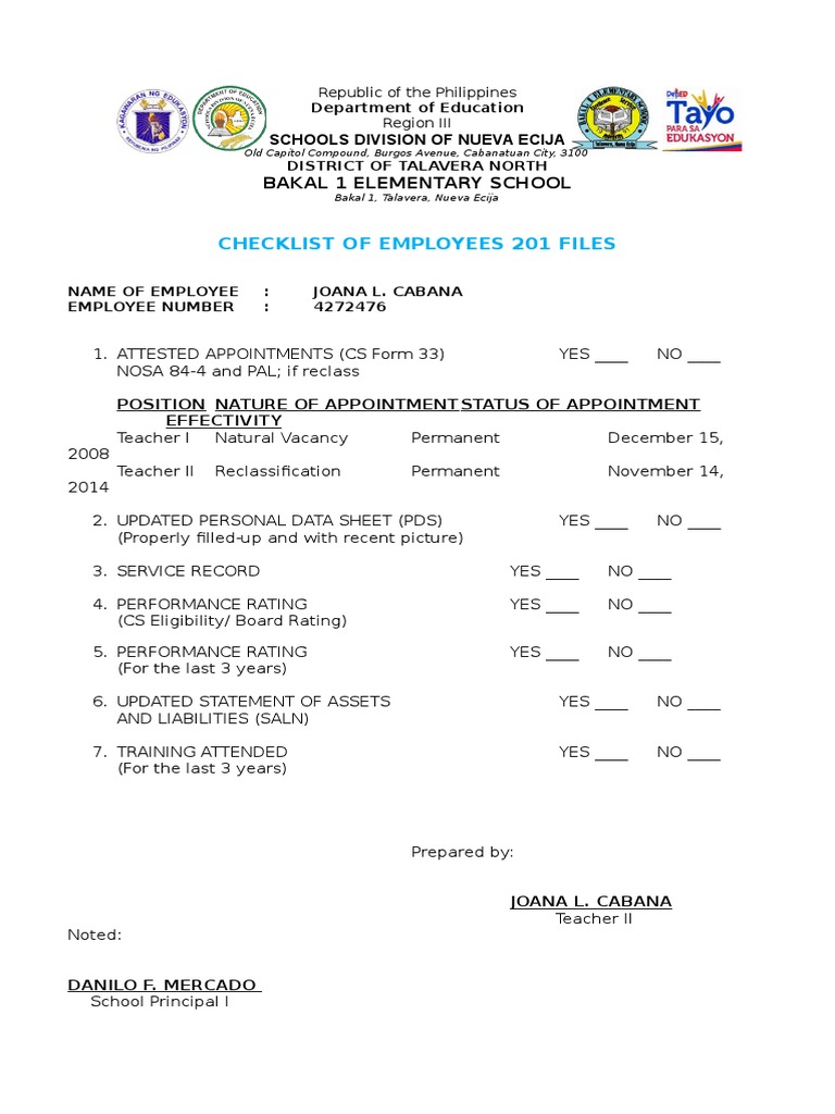 201 File Checklist | PDF | Philippines | Government