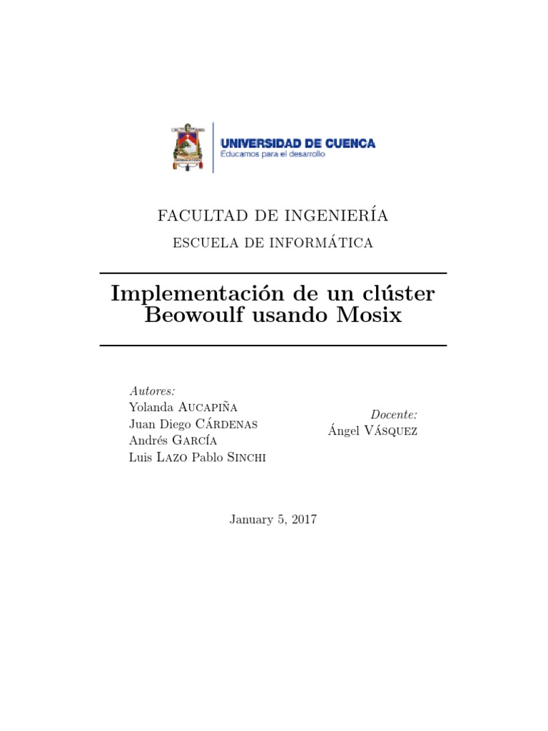 Implementación de Un Clúster Beowoulf Usando Mosix | PDF | Plataforma como servicio ...
