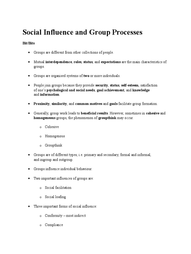 Understanding Social Groups and Influence | PDF | Norm (Social ...