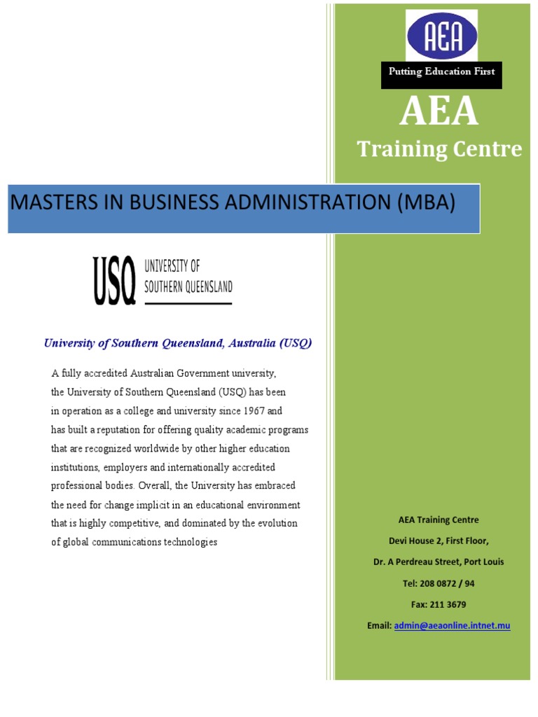 MBA Brochure USQ | PDF | Master Of Business Administration | Academic ...
