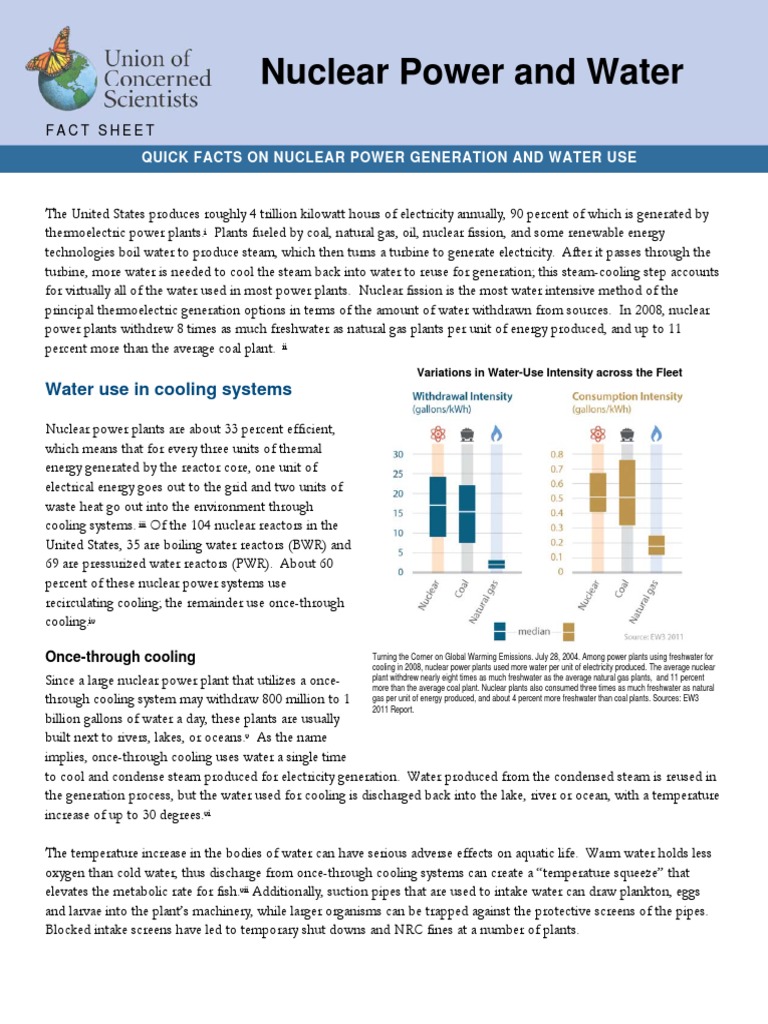 Quick Facts On Nuclear Power Generation and Water Use | PDF | Power ...