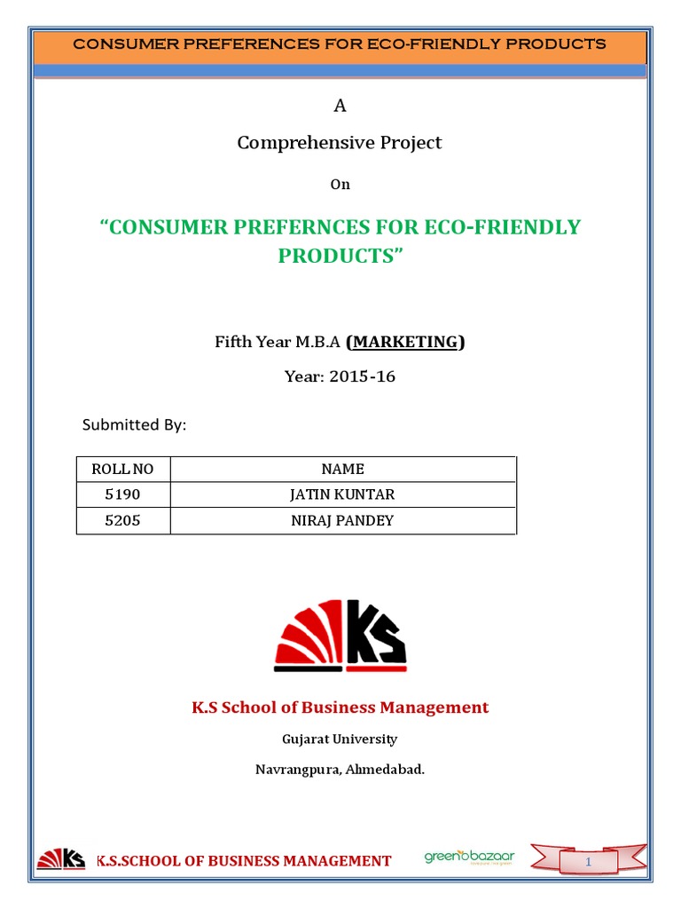 Marketing Project On Eco Friendly Product | PDF | Profit (Economics ...