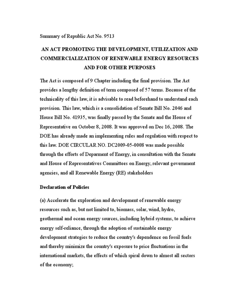 Summary of RA 9153 | PDF | Value Added Tax | Renewable Energy