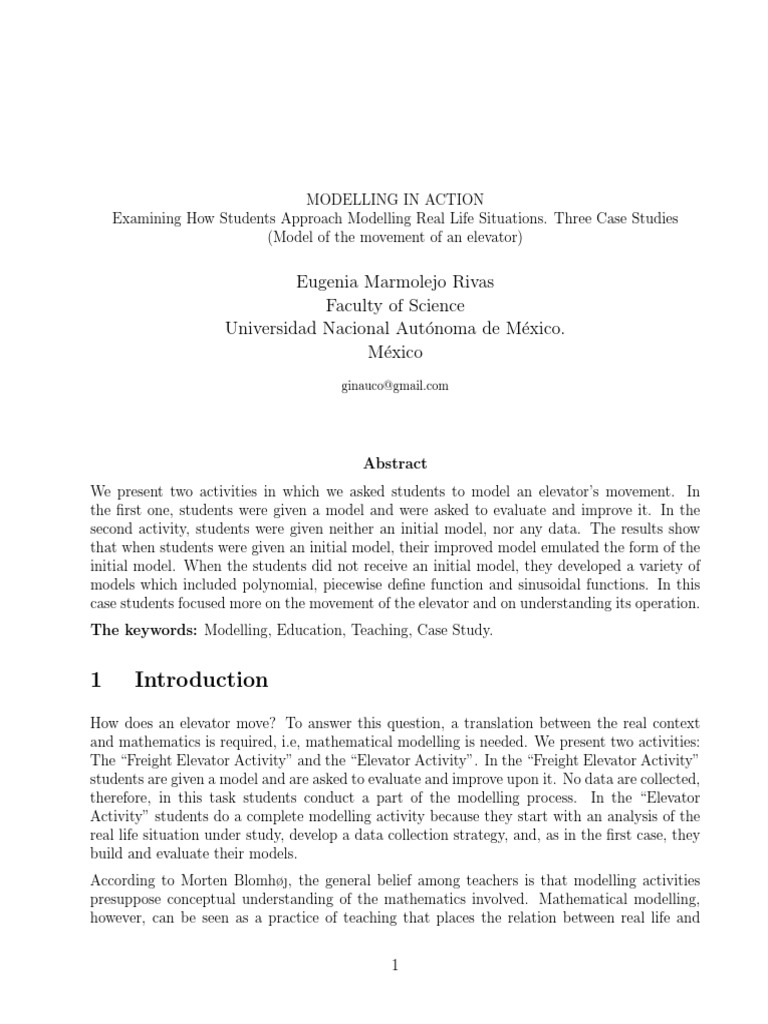Modelling in Action - Examining How Students Approach Modelling Real ...