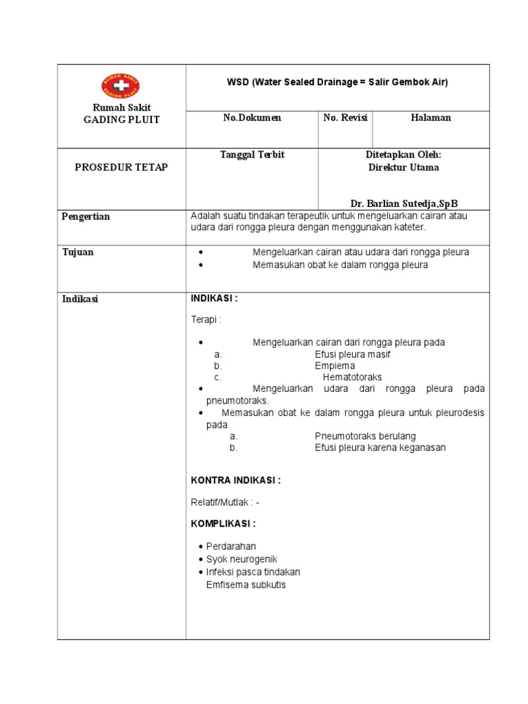 Protap Pemasangan WSD | PDF
