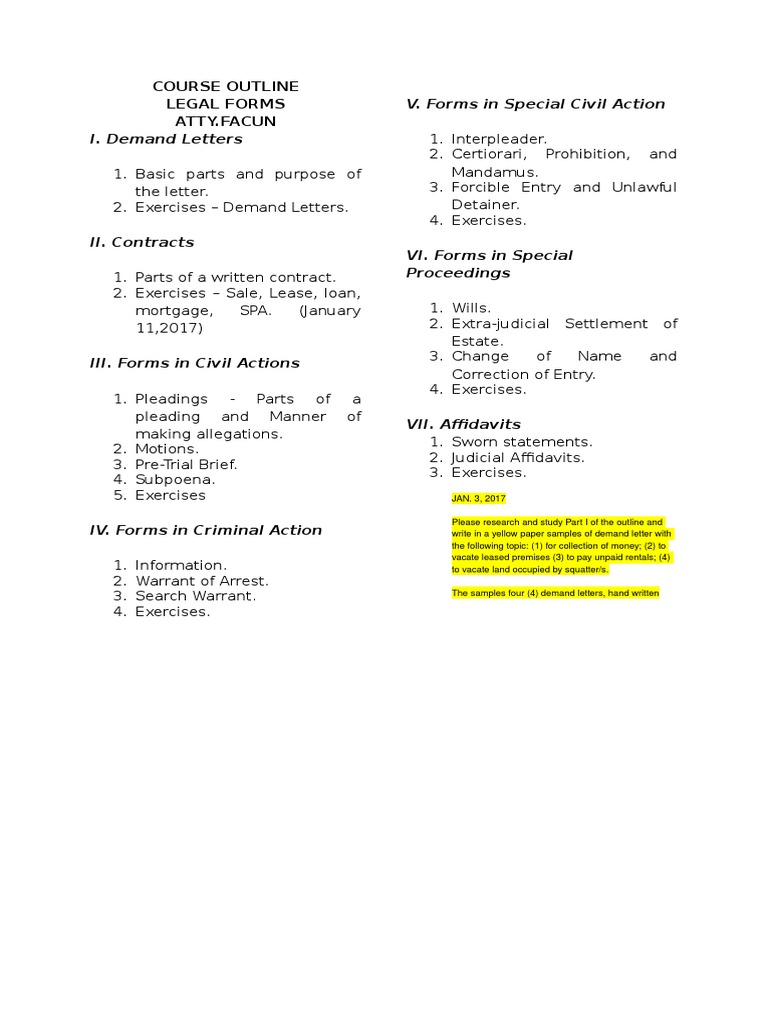 Outline - Legal Forms | PDF