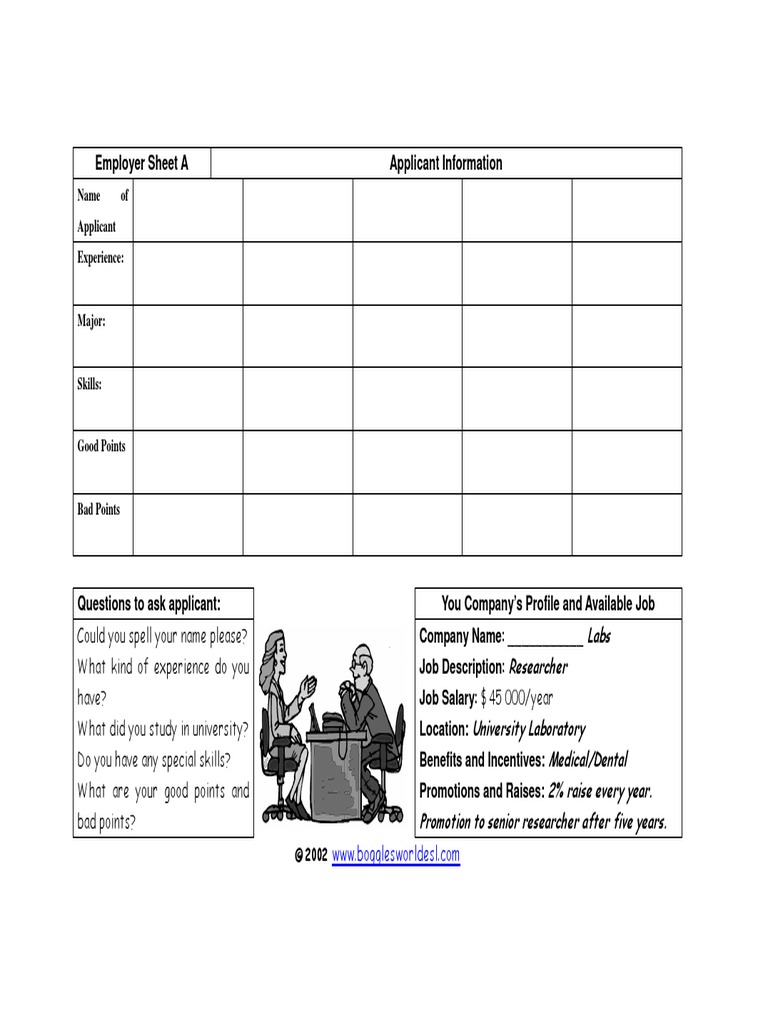 Employer Sheet A Applicant Information: Name of Applicant Experience ...