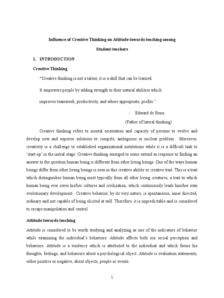 Research Proposal | Attitude (Psychology) | Creativity | Free 30-day ...