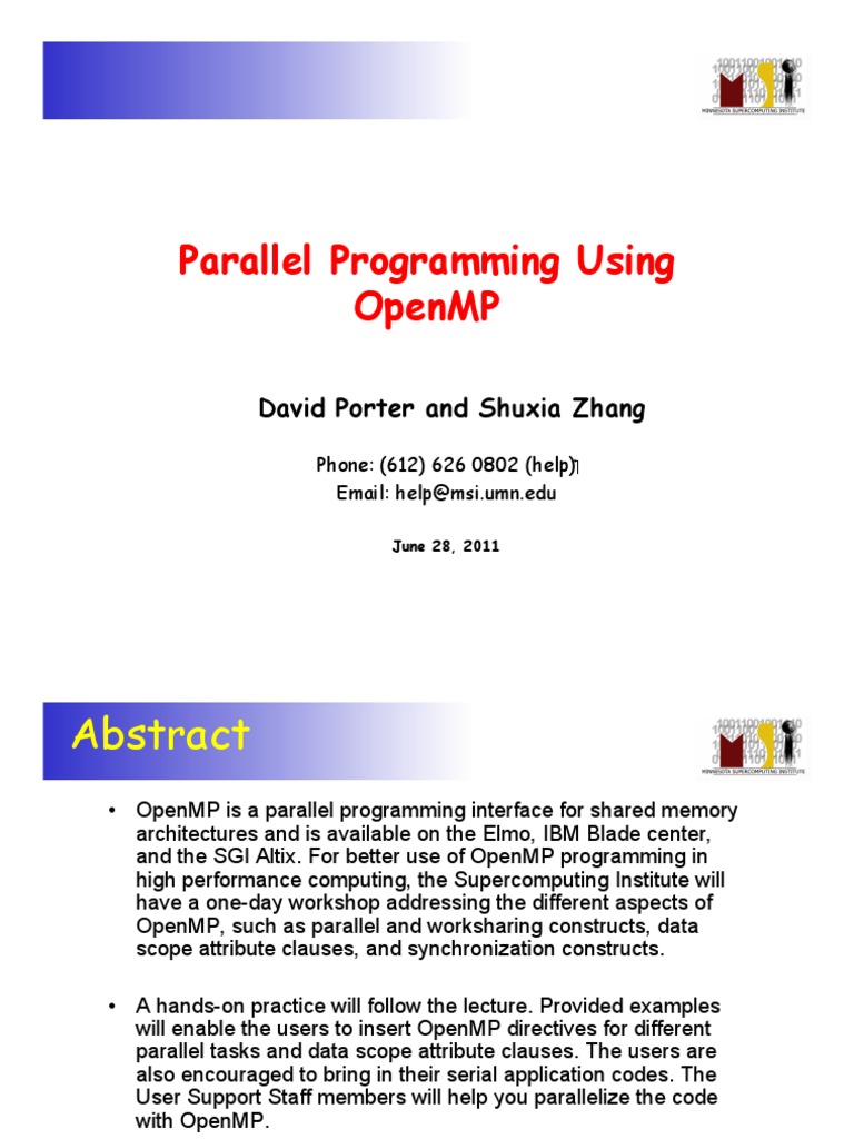 Parallel Programming Using Openmp Pdf Parallel Computing Variable Computer Science