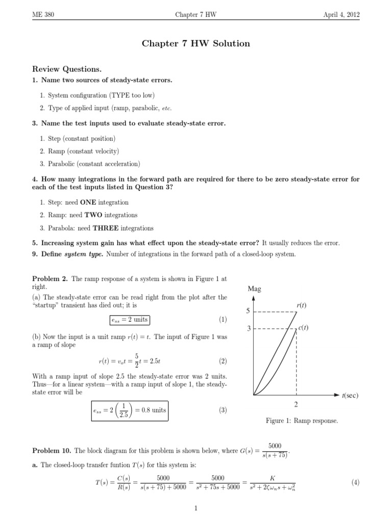CHPT 7 Soln | PDF | Steady State | Control Theory