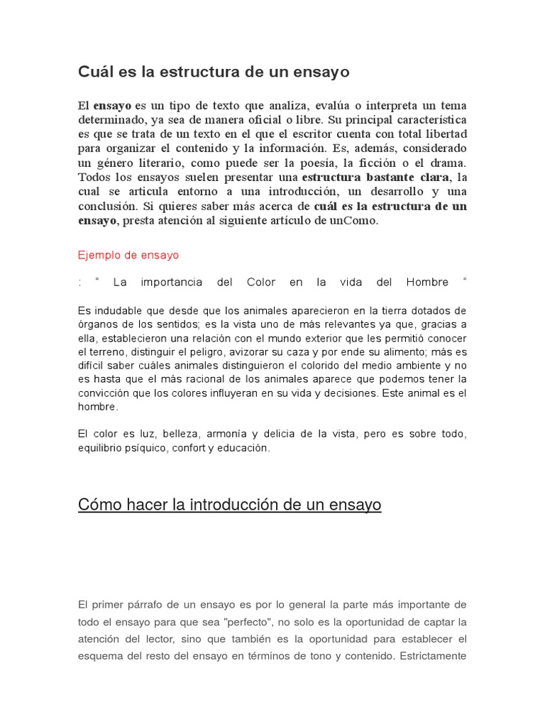 Cuál Es La Estructura de Un Ensayo | PDF | Ensayos | Science