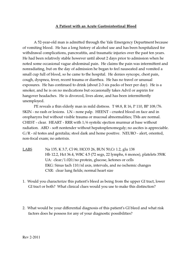 A PT With An Acute GI Bleed-revTT - 93345 - 284 - 20602 | PDF | Major ...