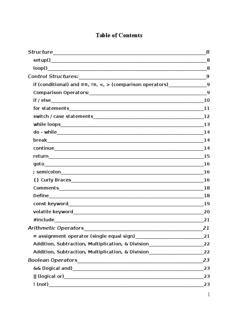 Arduino Reference Pdf Control Flow Integer Computer Science 