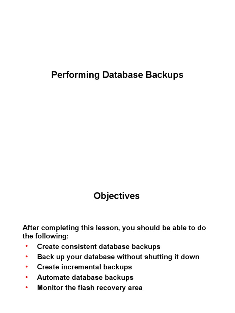Performing Database Backups | PDF | Backup | Oracle Database