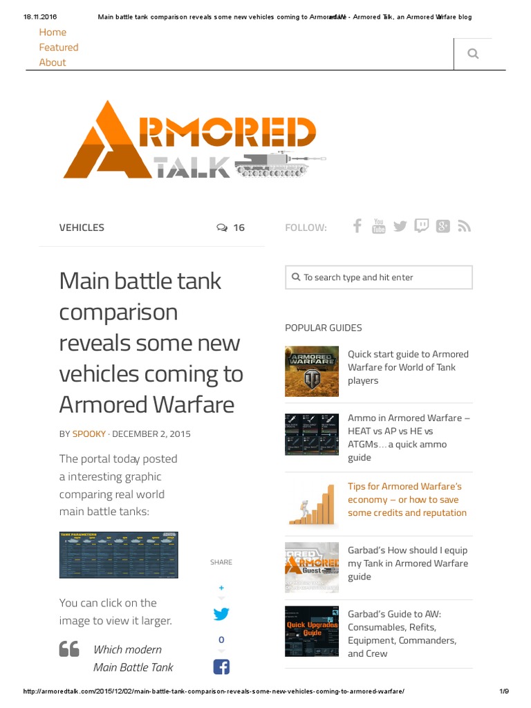 Main Battle Tank Comparison Reveals Some New Vehicles Coming To Armored ...