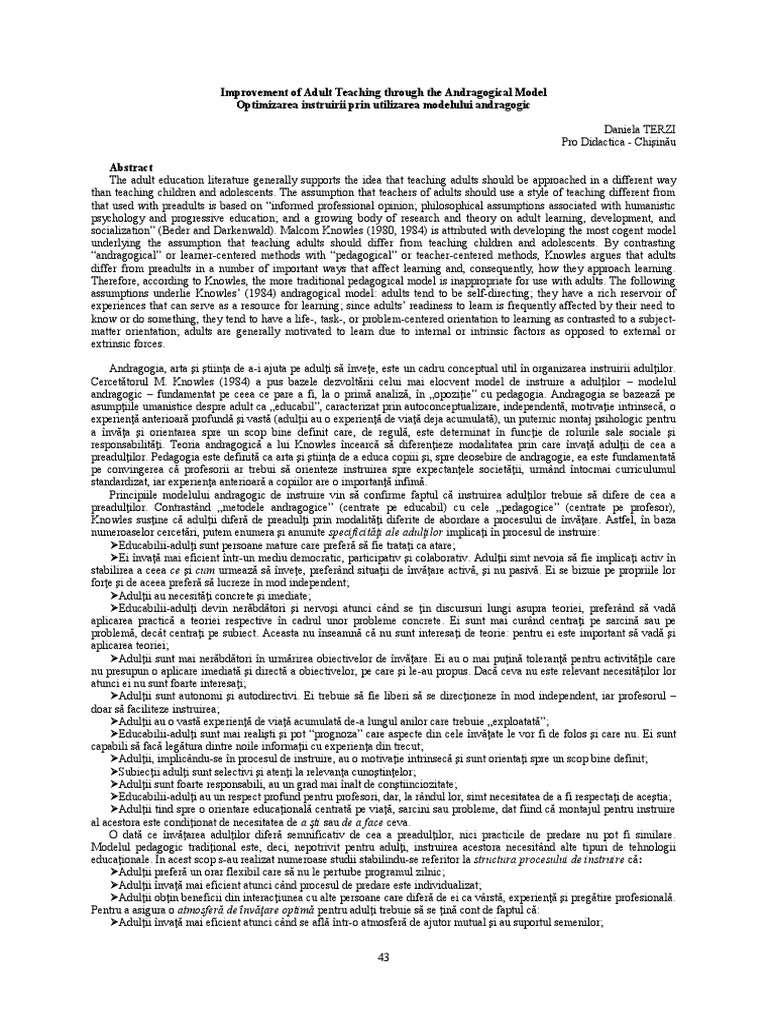 Improvement of Adult Teaching Through The Andragogical Model ...