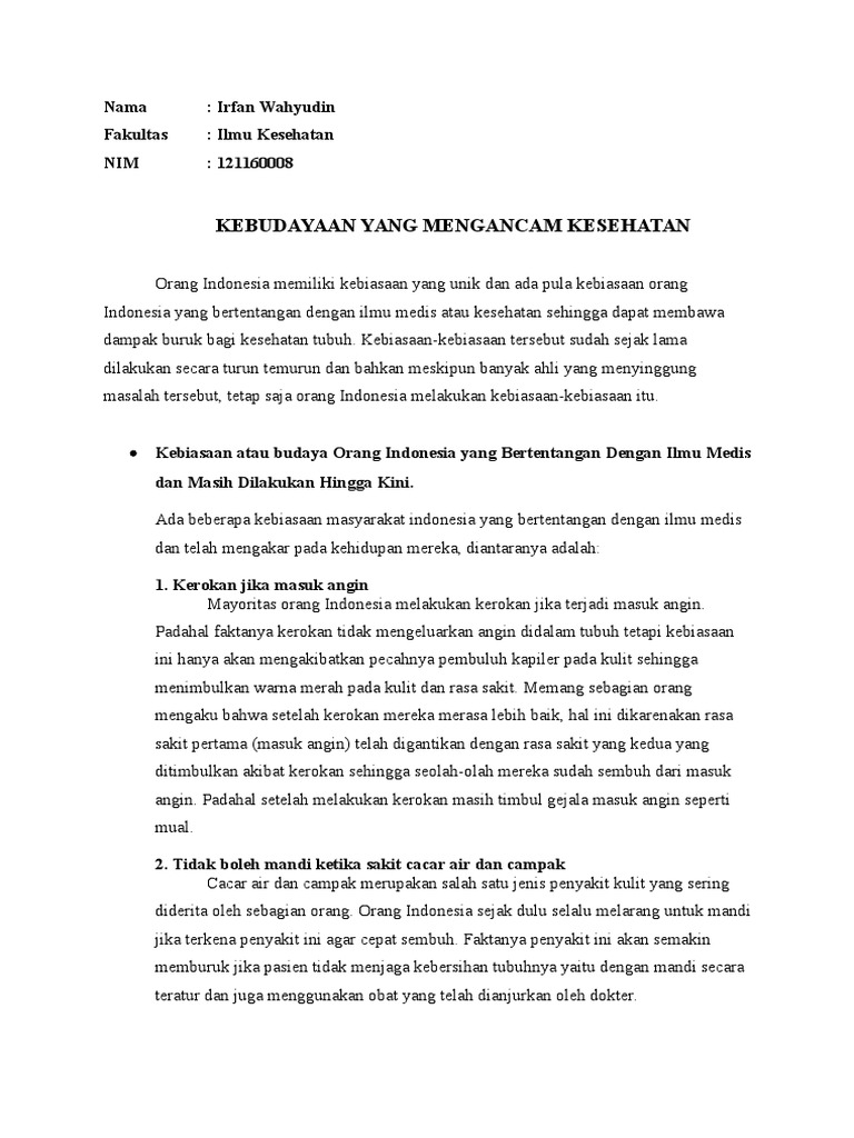 Budaya Yang Mengancam Kesehatan | PDF