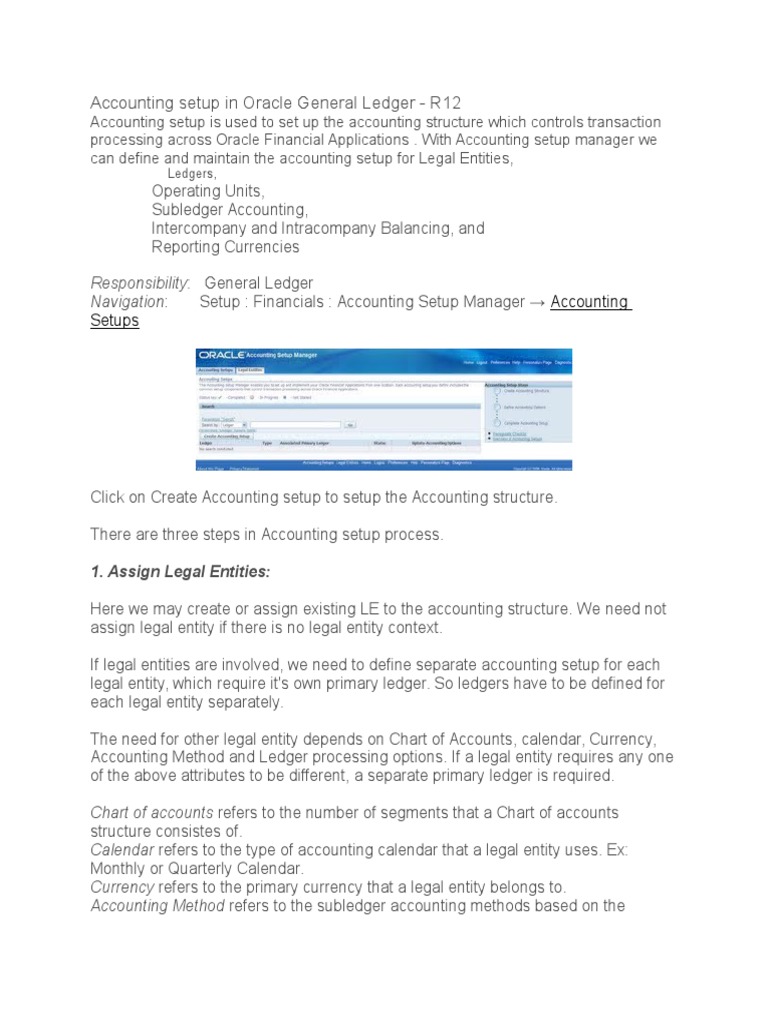 Accounting Setup in Oracle General Ledger | PDF | Currency | Accounting