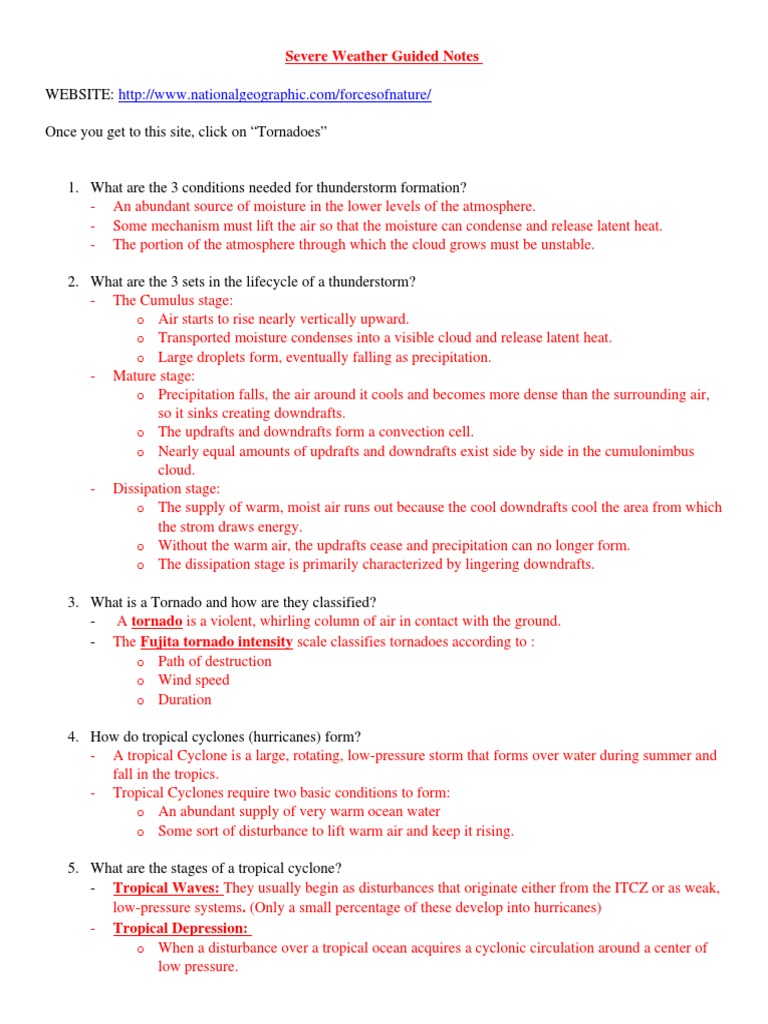 Severe Weather Webquest | PDF | Tropical Cyclones | Tornadoes