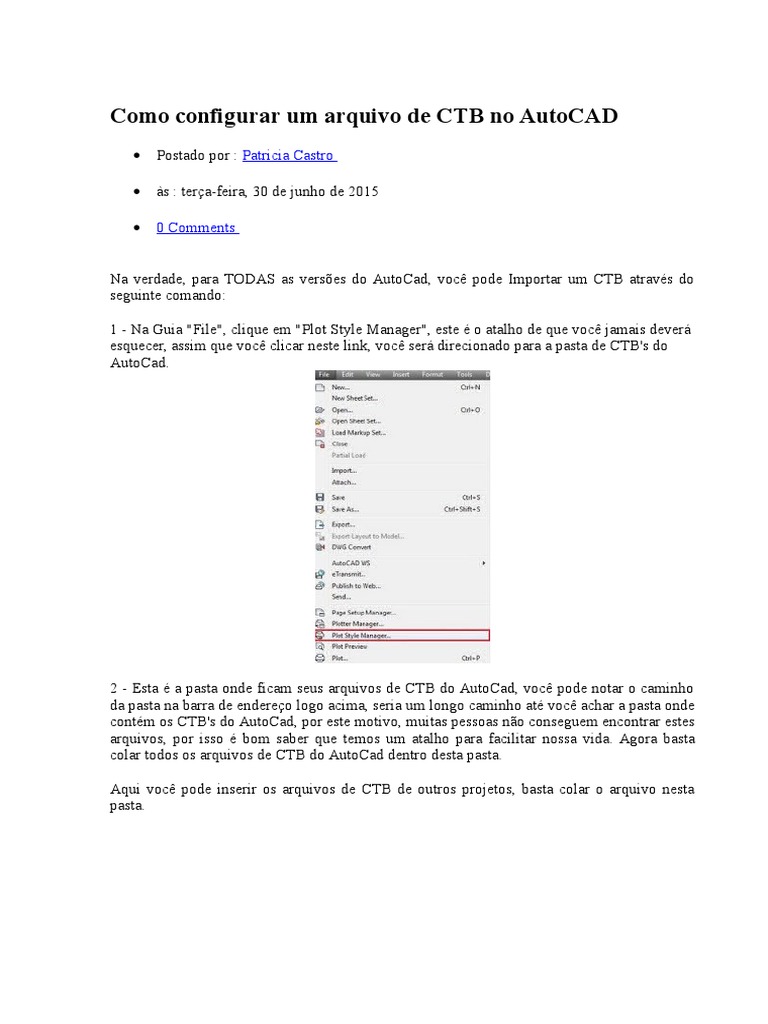 Como Configurar Um Arquivo de CTB No AutoCAD | PDF | Auto Cad | Cor