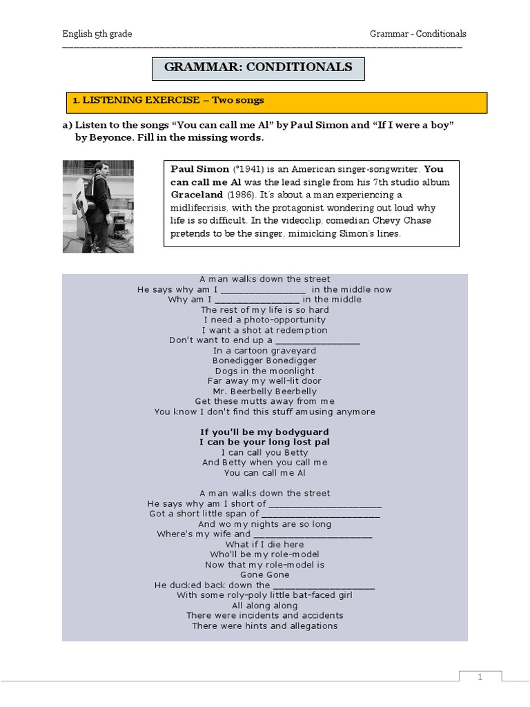 5th Grade Conditionals Grammar Guide | PDF | Grammar | Syntax