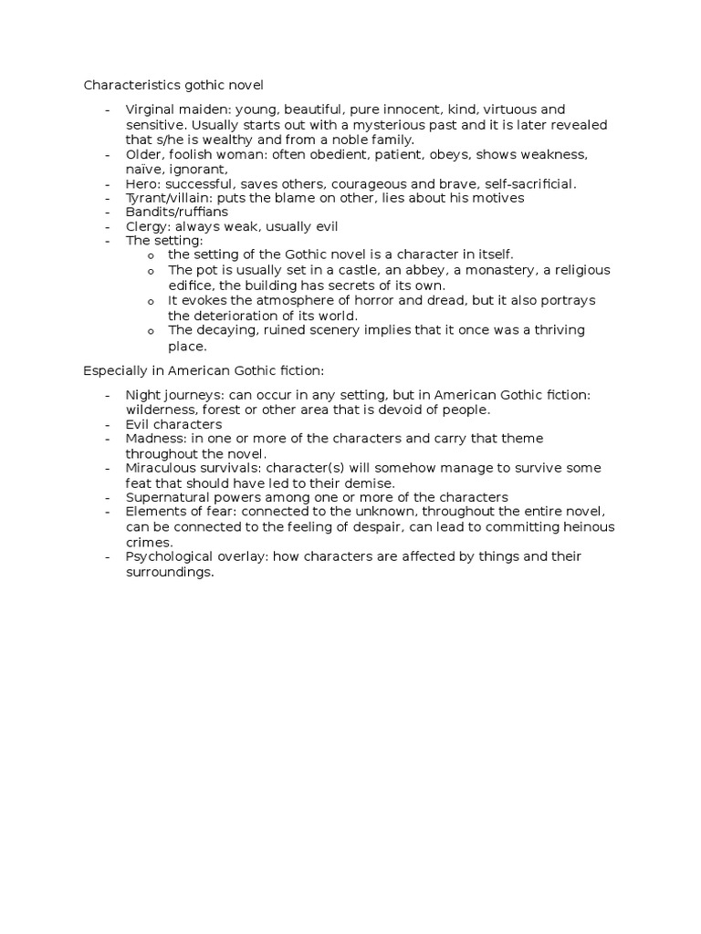 Characteristics Gothic Novel | PDF | General Fiction