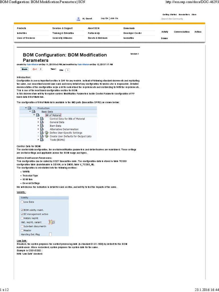 Bom Configuration Bom Modification Parameters Scn Pdf Parameter Computer Programming