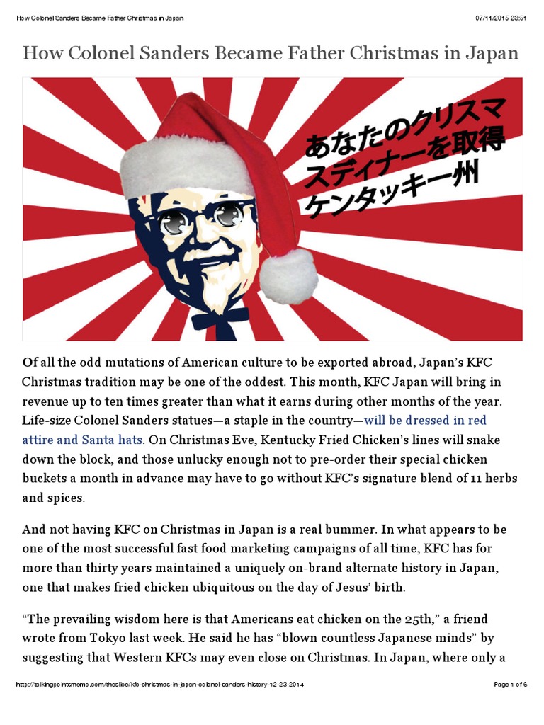 Japan's KFC Christmas Tradition | PDF | Christmas | Restaurant And Catering
