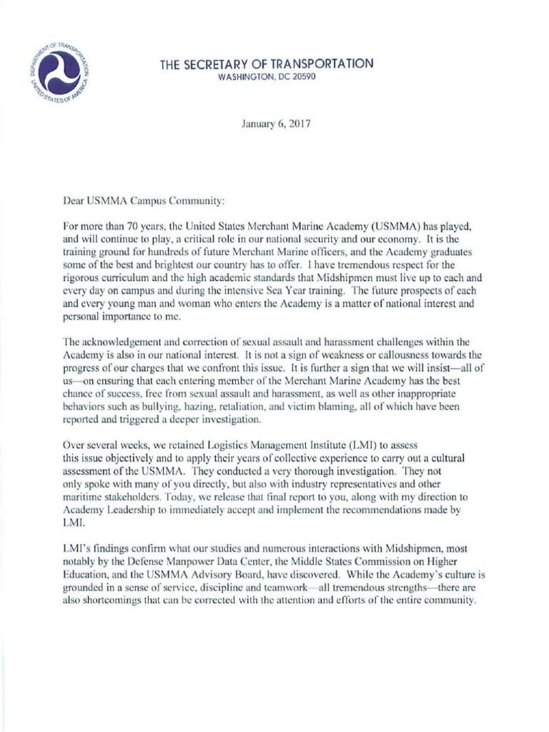 USMMA Campus Community Letter | PDF | Crime Thriller | Violence