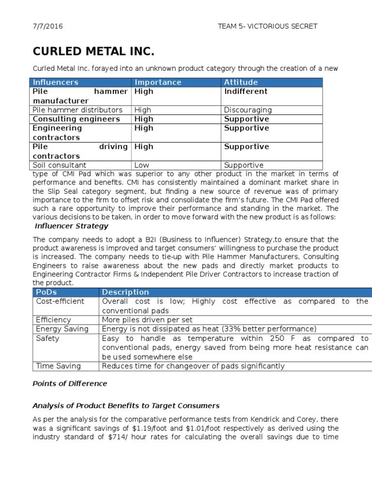 Case 4 - Curled Metal | PDF | Sales | Business Economics