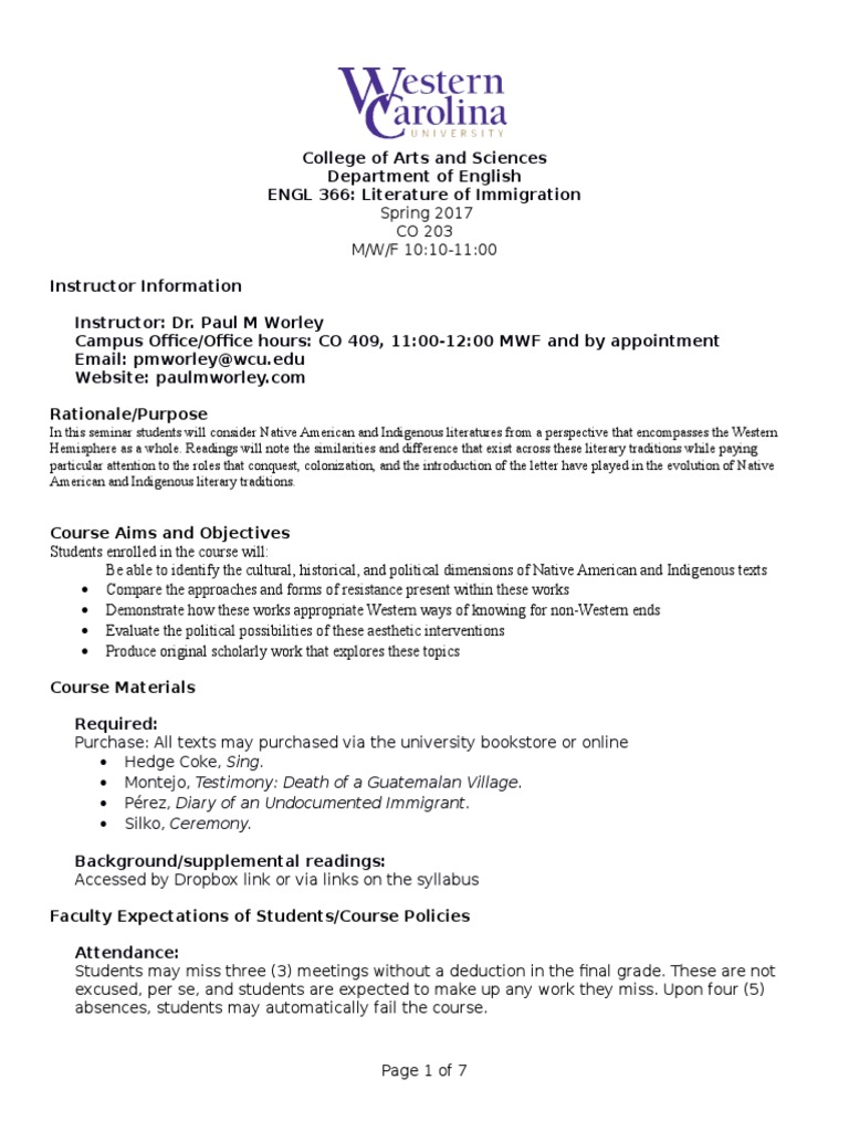 ENGL 496 Seminar in World Literature Syllabus | PDF | Academic ...