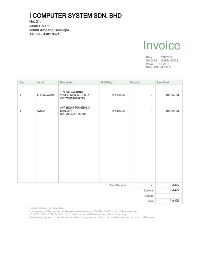 Invoice for TP Link & AVR Purchase | PDF | Finance & Money Management