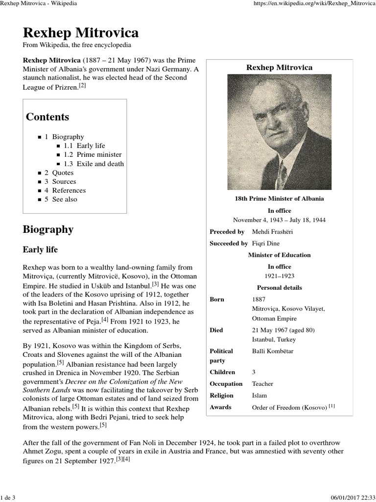 Rexhep Mitrovica | PDF | Balkans | Albania