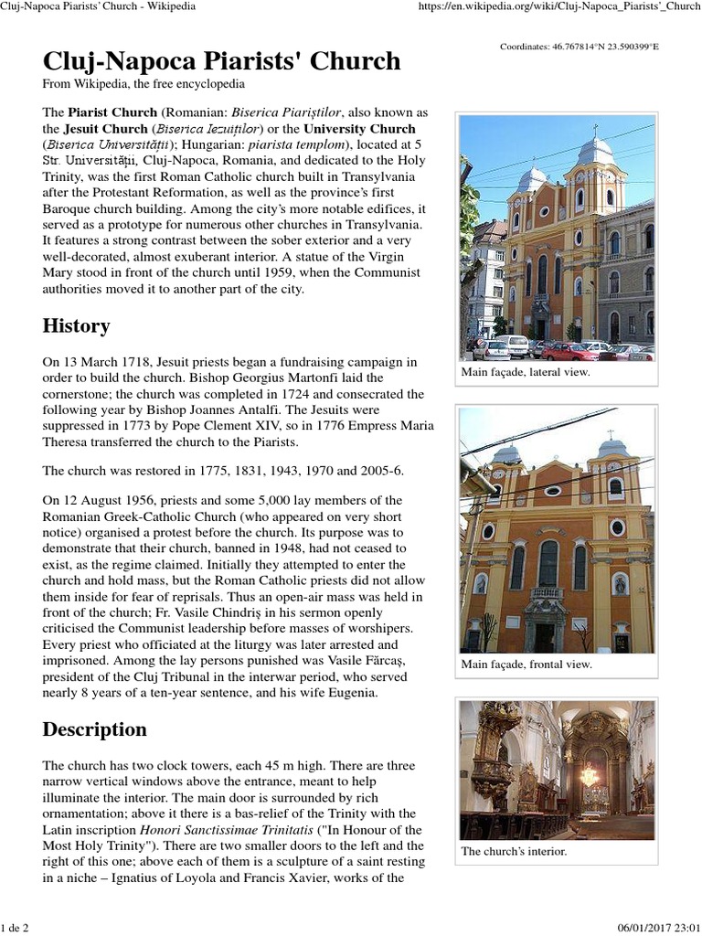 Cluj-Napoca Piarists' Church | PDF | Catholic Church | Sculpture