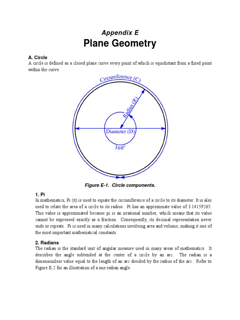 Plane Geometry: Appendix E | PDF | Area | Circle