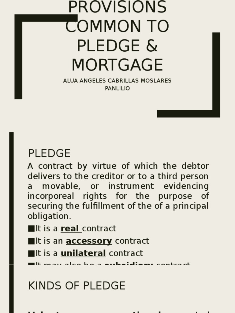 Key Provisions of Pledge Contracts | PDF | Mortgage Law | Civil Law ...