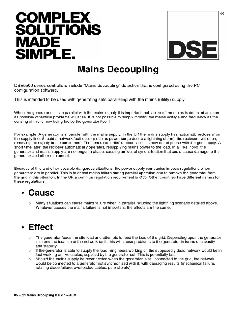 056-021 Mains Decoupling PDF | PDF | Mains Electricity | Electric Generator