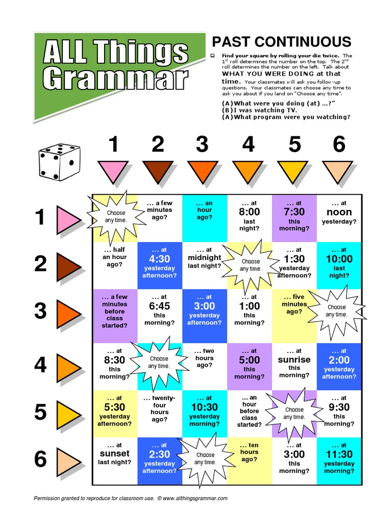 Past Continuous Board Game Activity | PDF