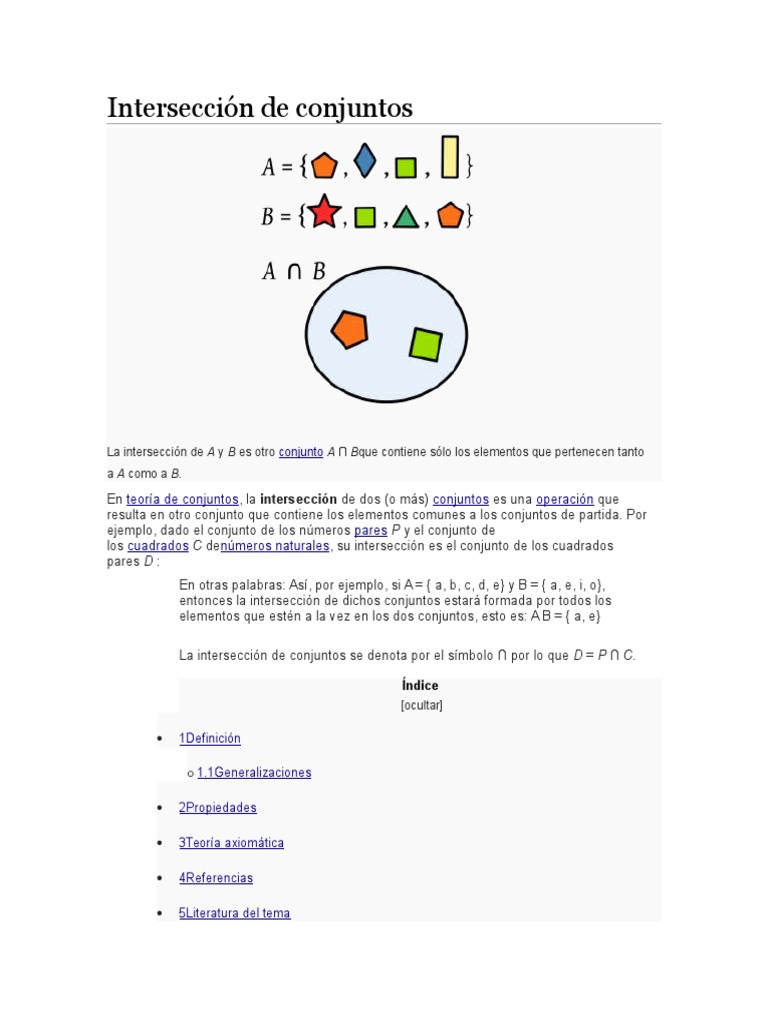 Intersección de Conjuntos | PDF | Intersección (teoría de conjuntos ...