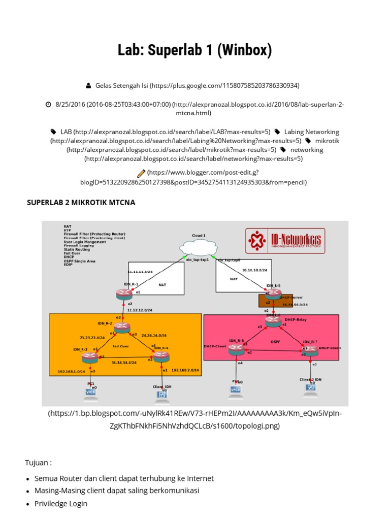 Lab - Superlab 1 (Winbox) - AlxPranozal | PDF | Bisnis | Teknologi & Rekayasa