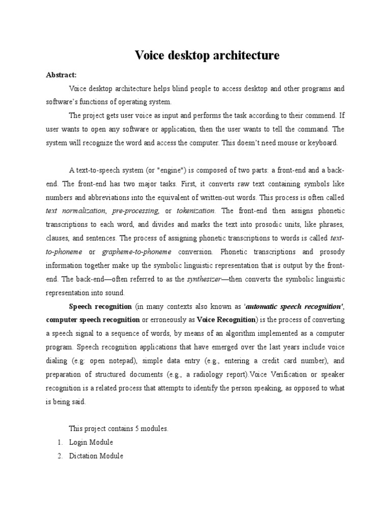 Voice Desktop Architecture | PDF