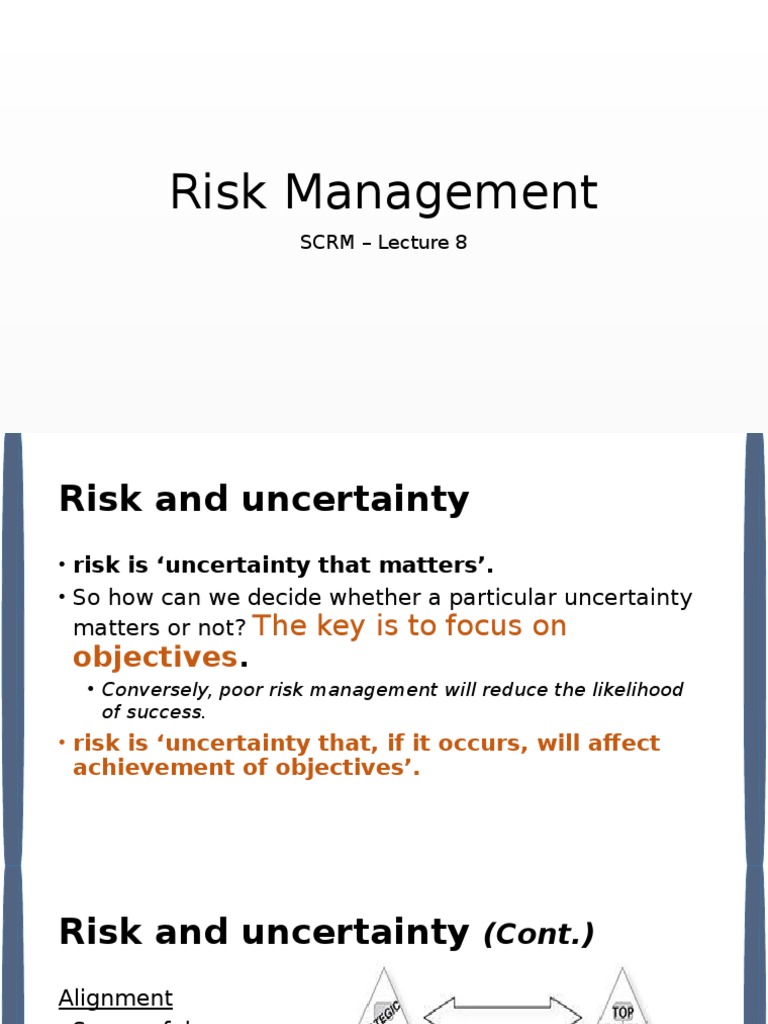 Risk Management: SCRM - Lecture 8 | PDF | Enterprise Risk Management | Risk